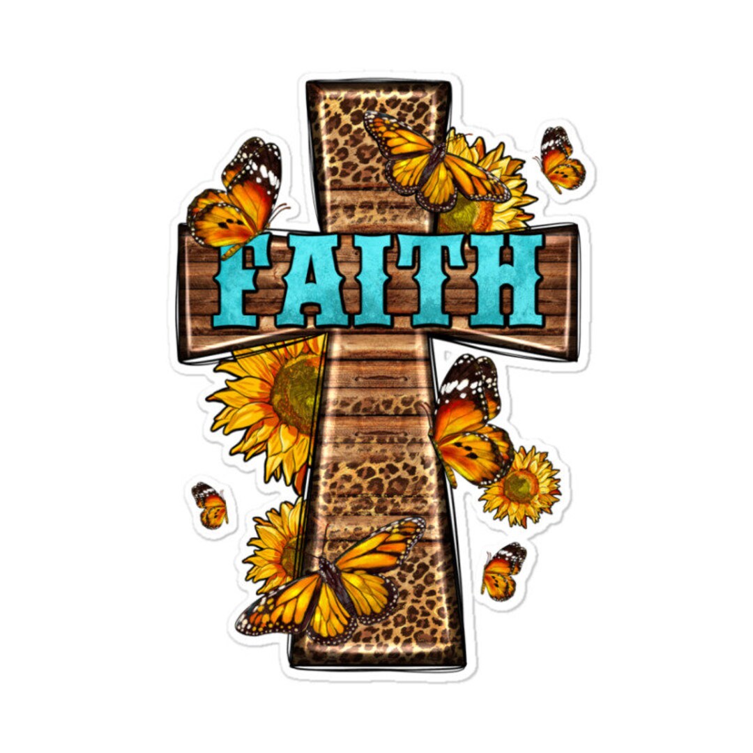 Western Faith Cross Butterfly Sticker - Etsy
