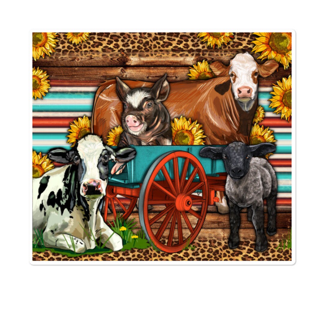 Farm Animals on an Old Wagon Sticker - Etsy