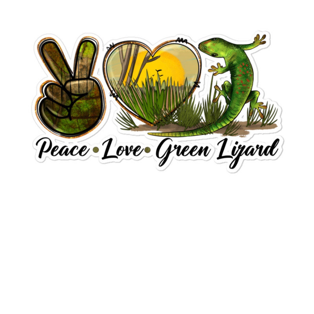 Peace Love Green Lizard Sticker - Etsy