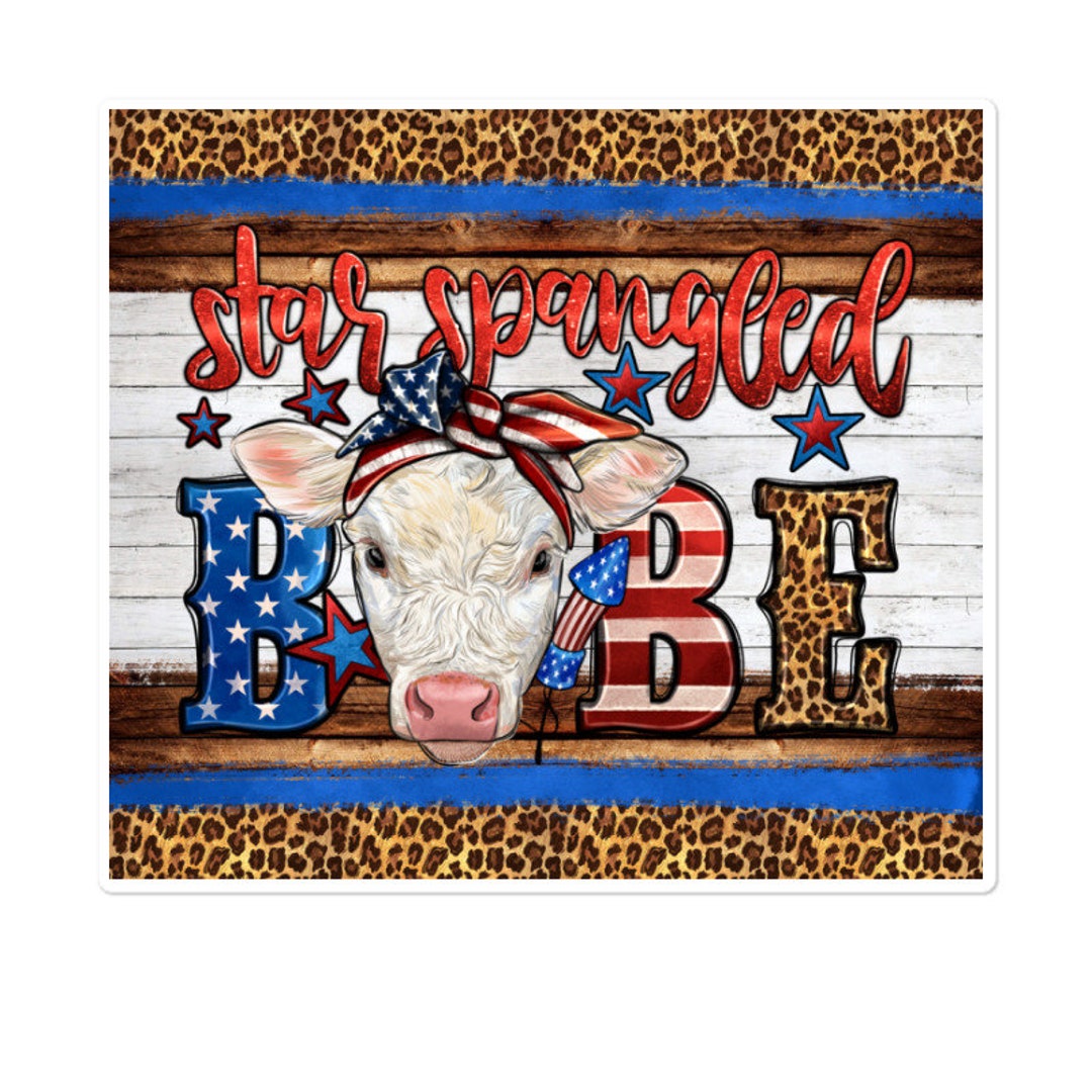 Western Star Spangled Baby Cow Sticker - Etsy