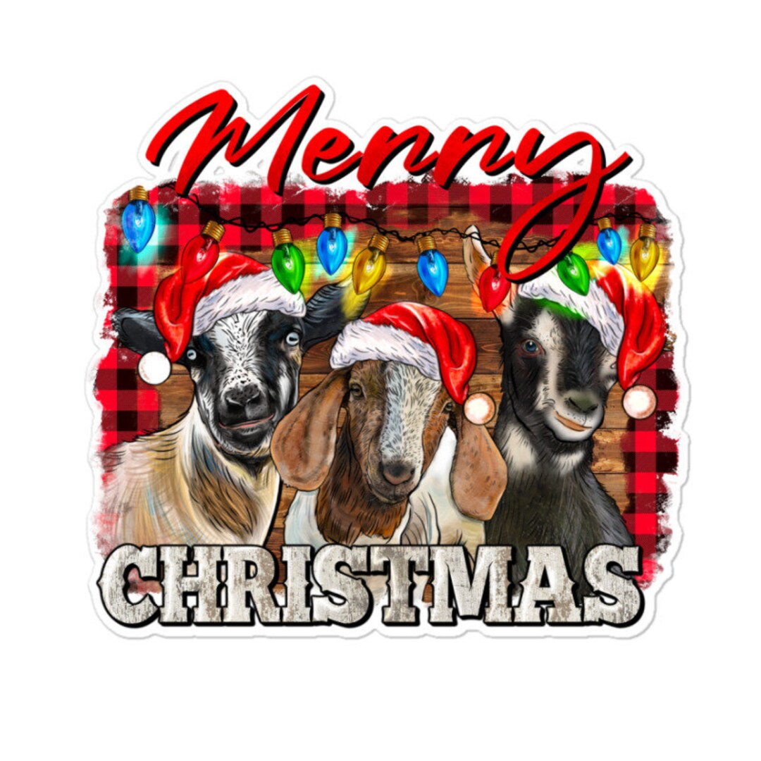 Merry Christmas Goats Sticker - Etsy