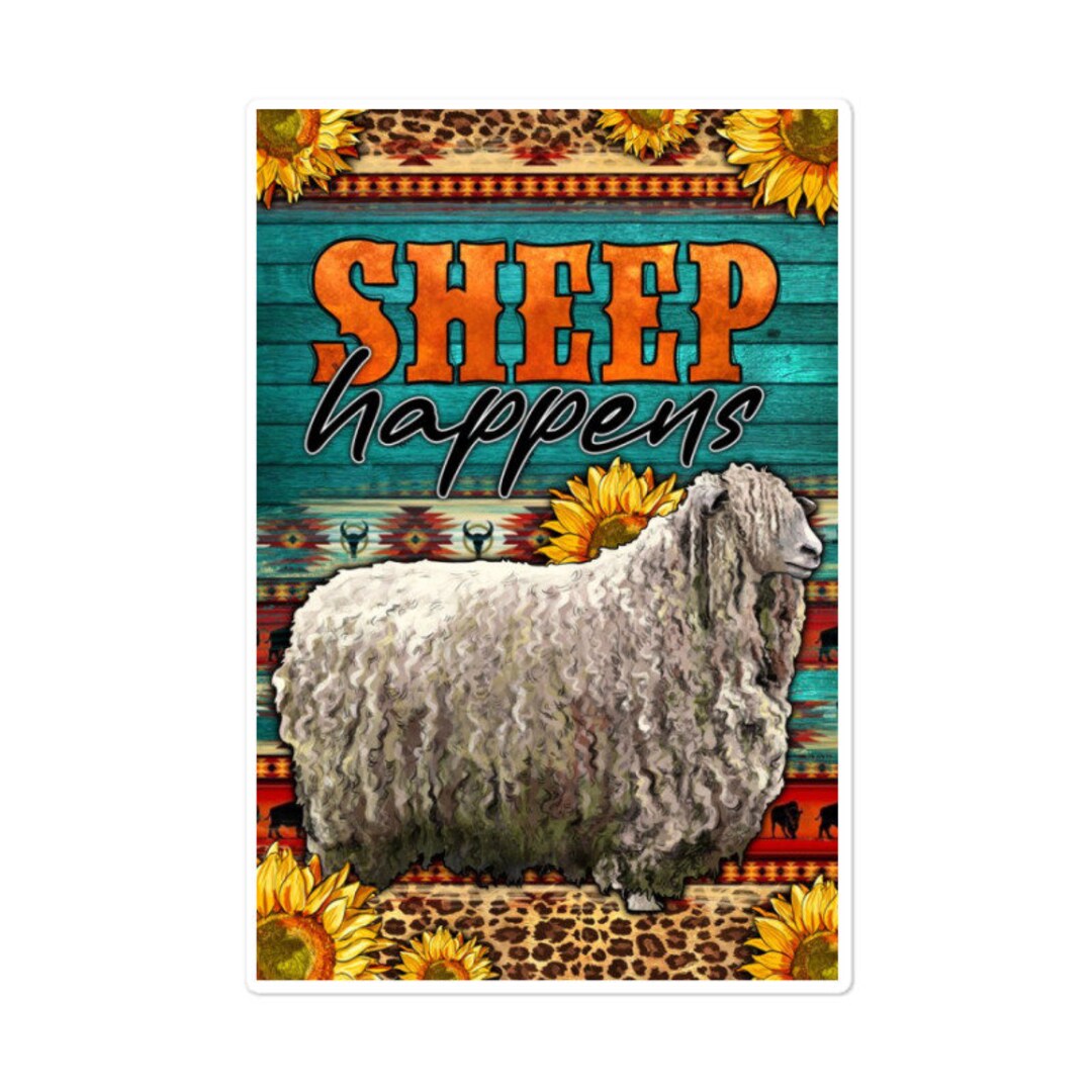 Western Sheep Happens Sunflowers Sticker - Etsy