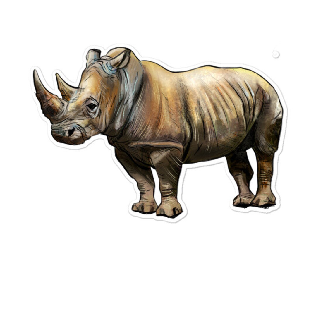 Rhino Illustrations Sticker - Etsy