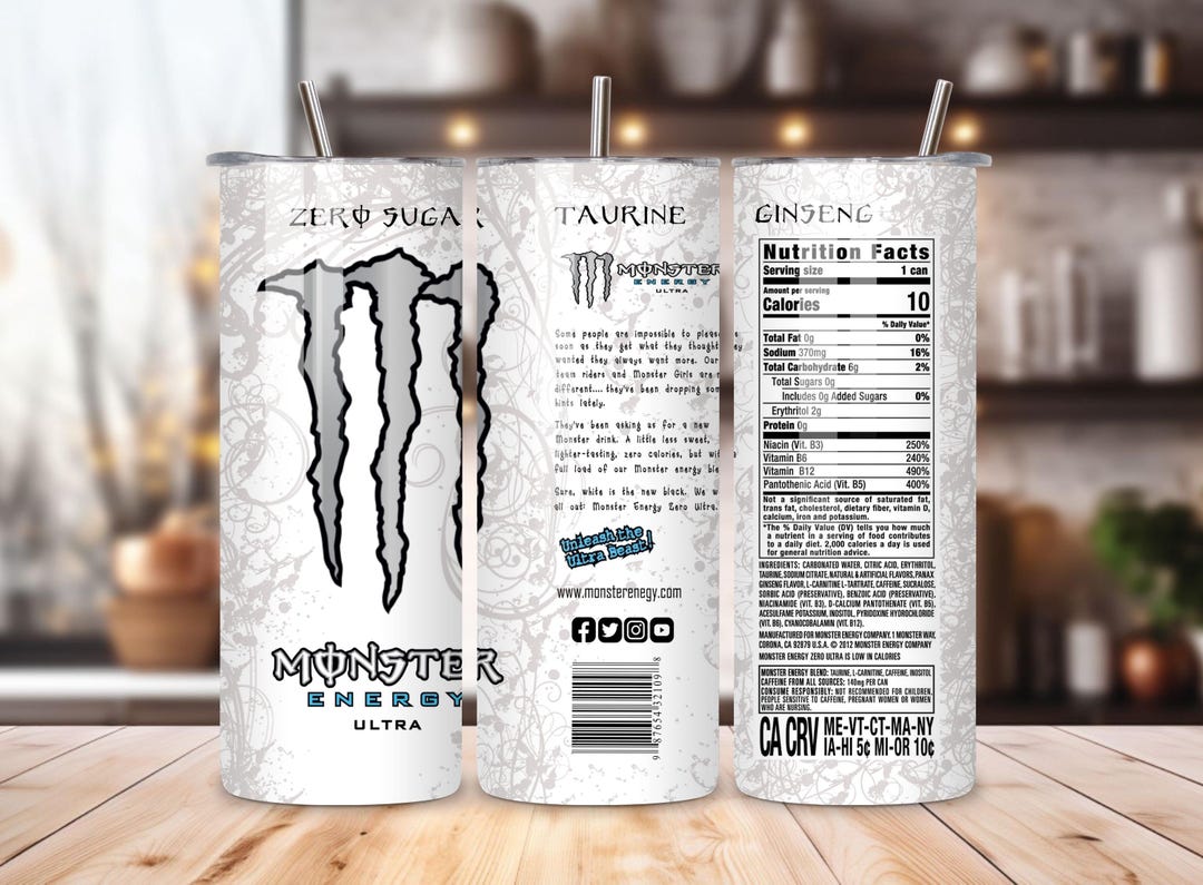 Monsters Drink Tumbler, Energy Drink Cup Skinny Tumbler 20oz, Stainless ...