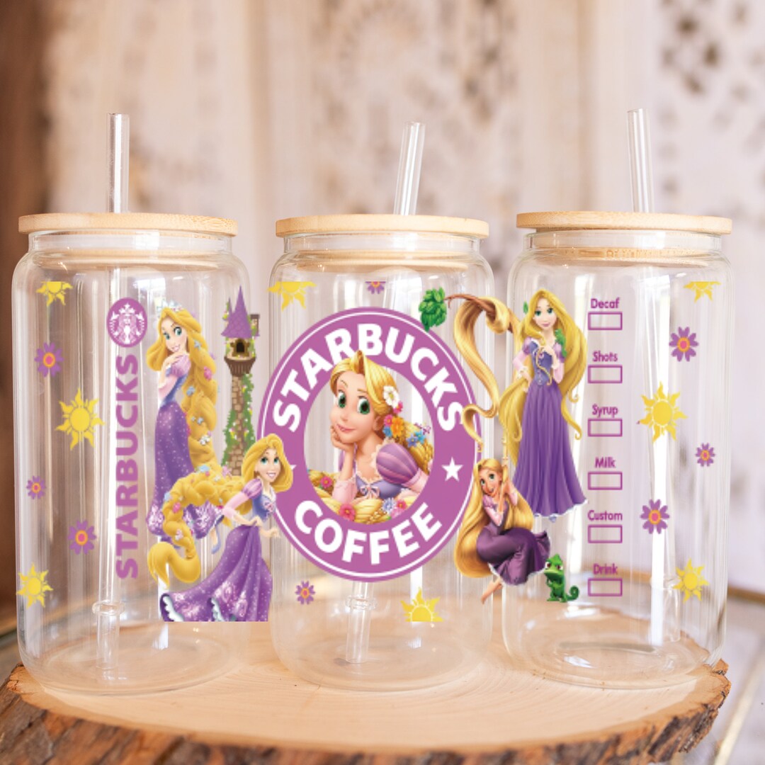 Rapunzel Starbucks UV DTF Cup Wrap: Princesses Glass Can Transfer - Etsy