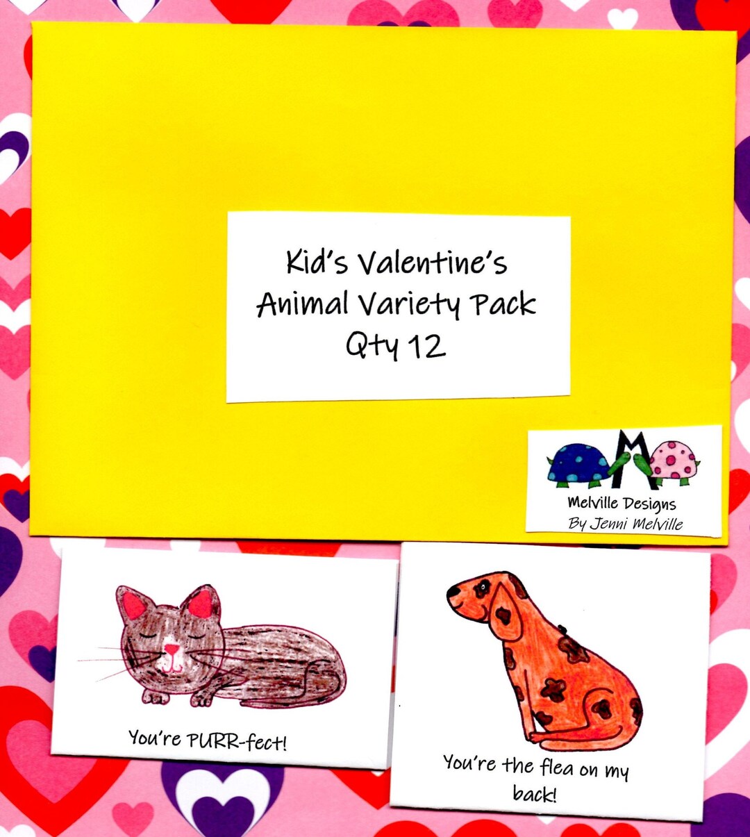 Animal Kid Valentines Card Variety Pack: Essentials for School - Etsy