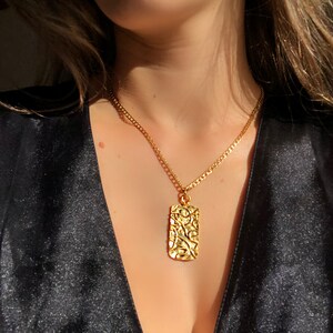 22K Gold Rectangle Pendant Necklace Gold Necklaces Geometric - Etsy