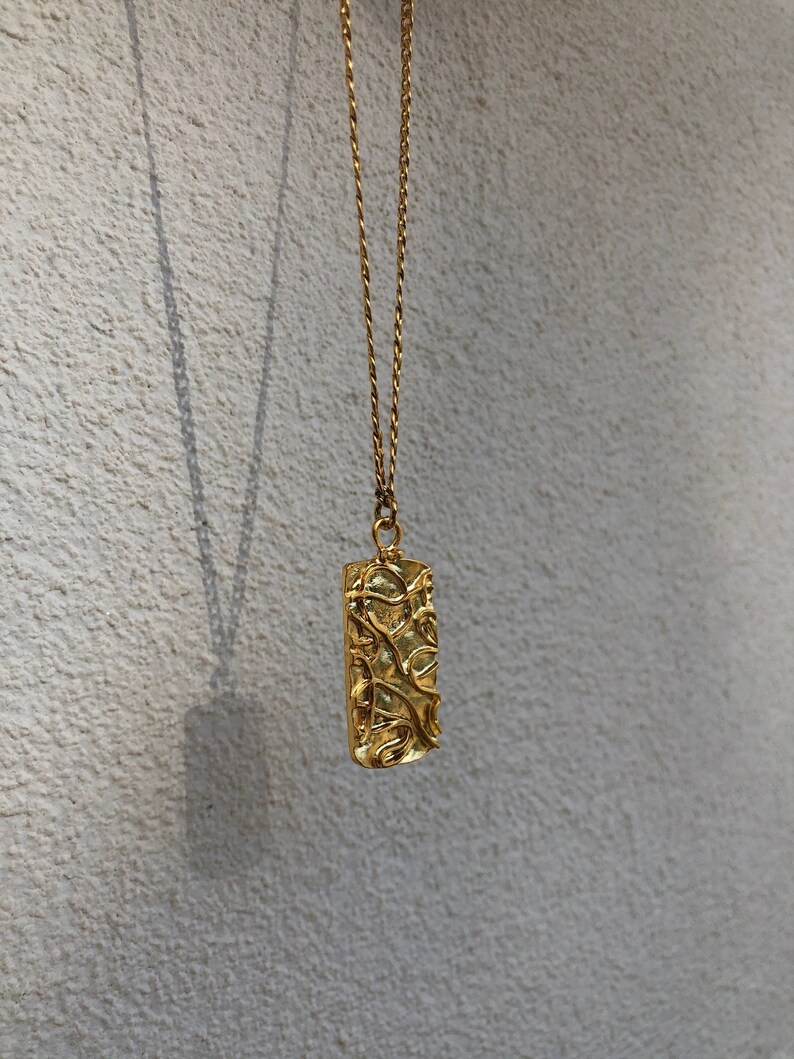 22K Gold Rectangle Pendant Necklace Gold Necklaces Geometric - Etsy