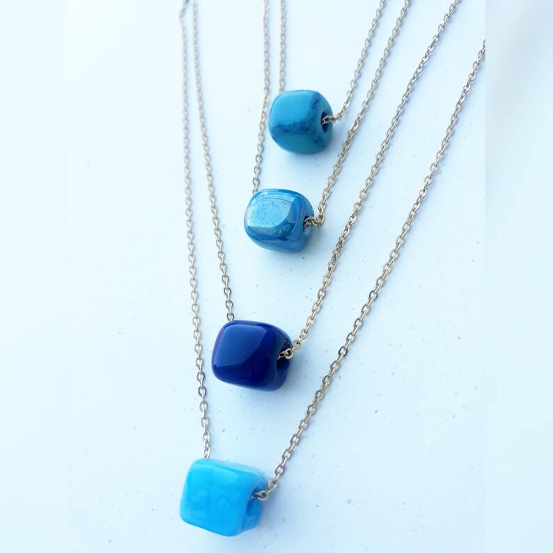 Square Bead Necklaces Layering Necklaces Cube Bead | Etsy