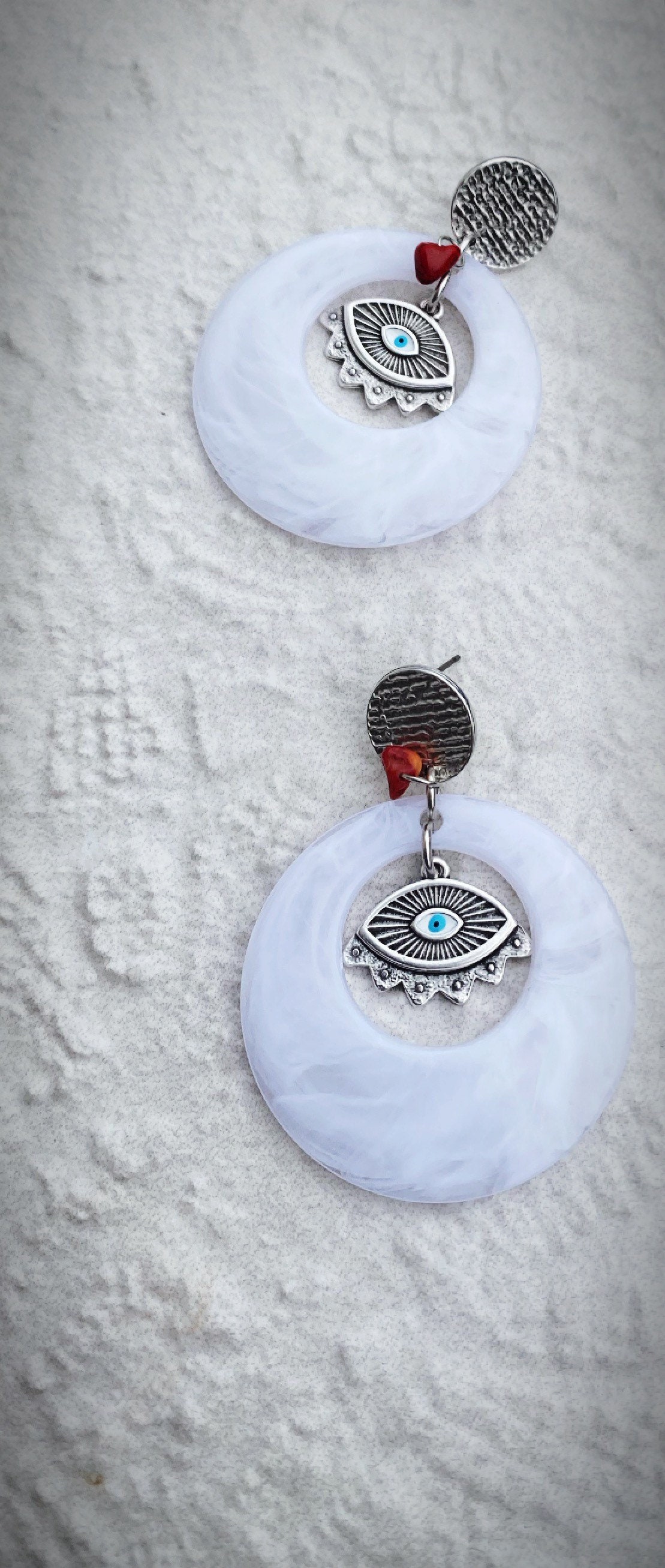 Statement Big Evil Eye Earrings, Drop Earrings, Big Earrings, Statement ...