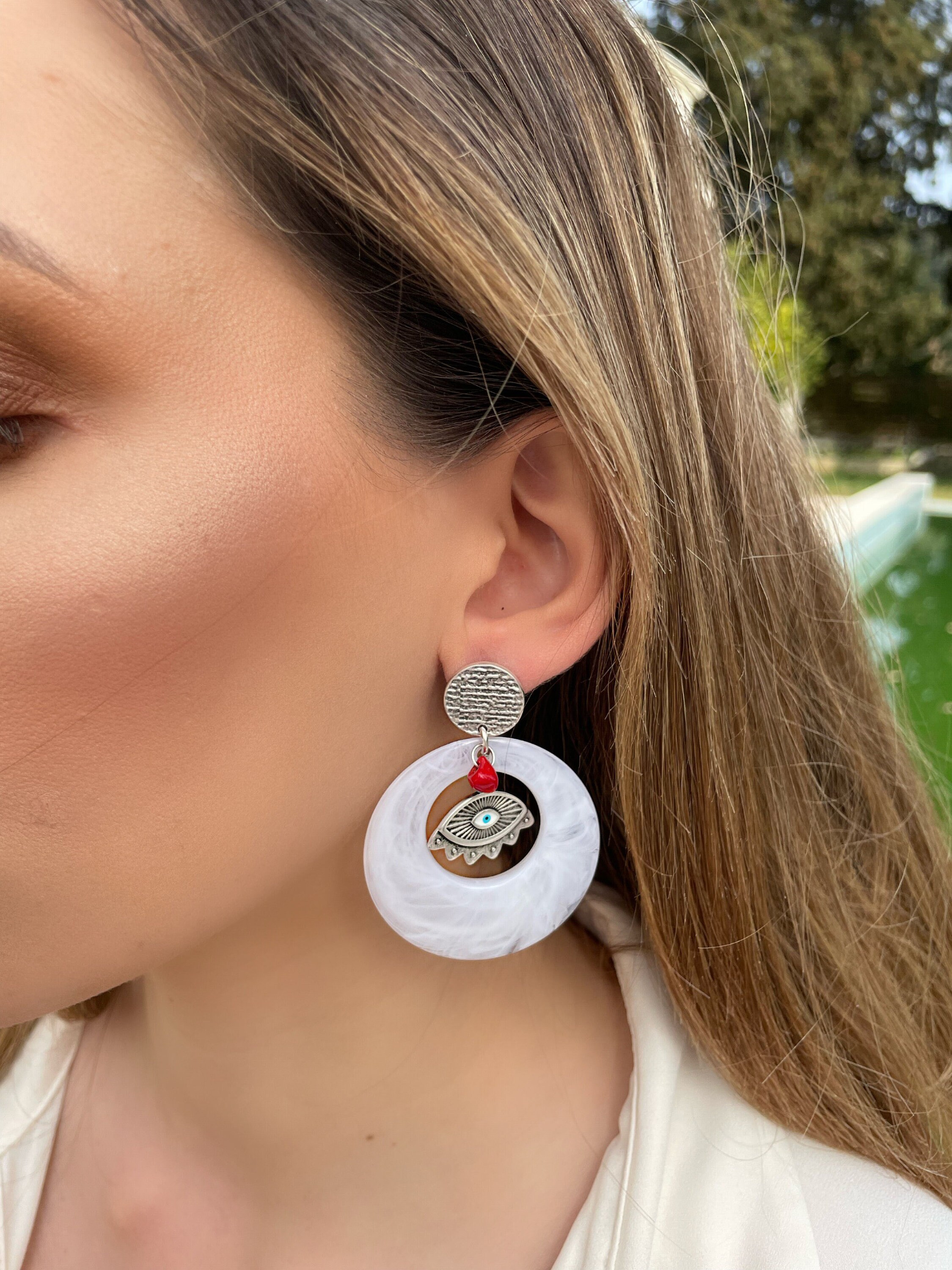 Statement Big Evil Eye Earrings, Drop Earrings, Big Earrings, Statement ...