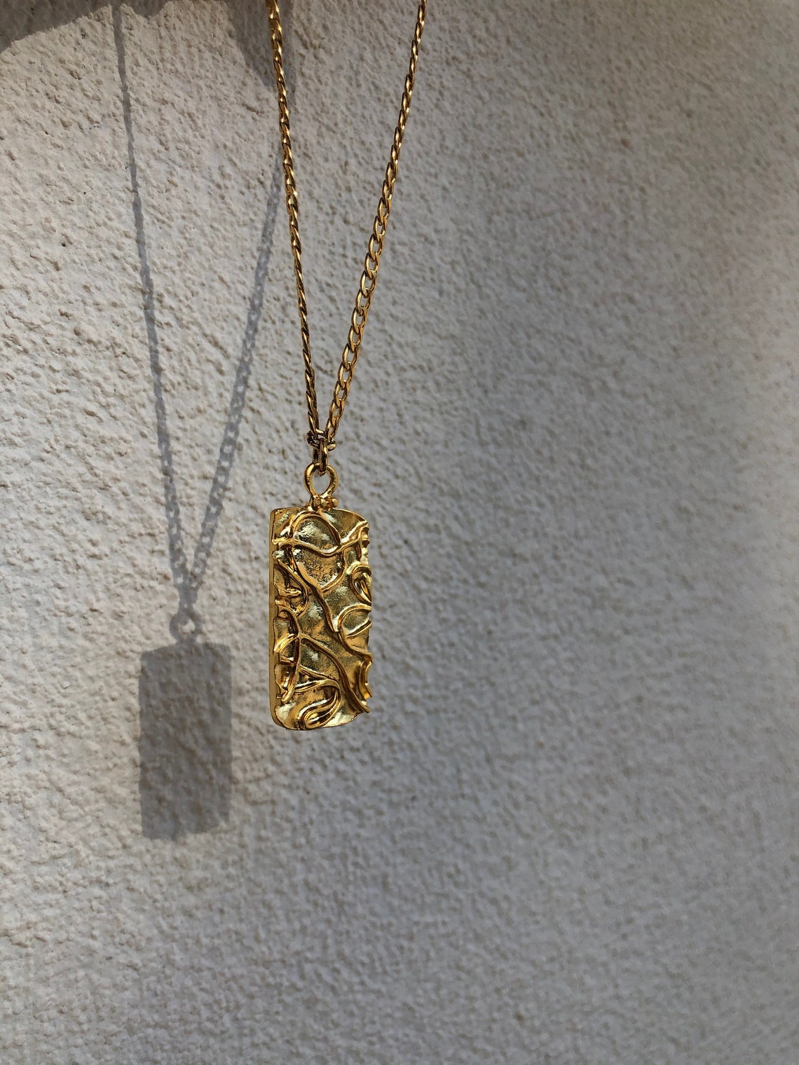 22K Gold Rectangle Pendant Necklace Gold Necklaces Geometric - Etsy