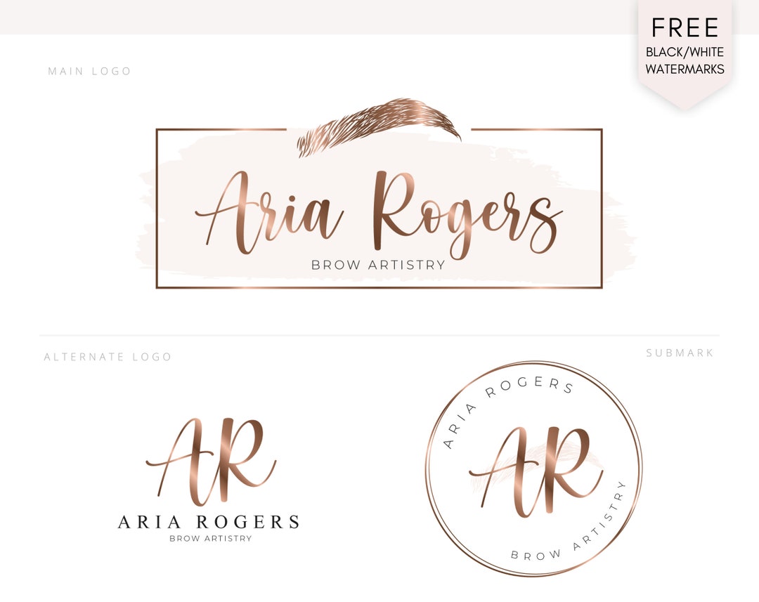 Brow Artist Logo, Rose Gold Brow Logo Design, Microblading Logo, Makeup ...