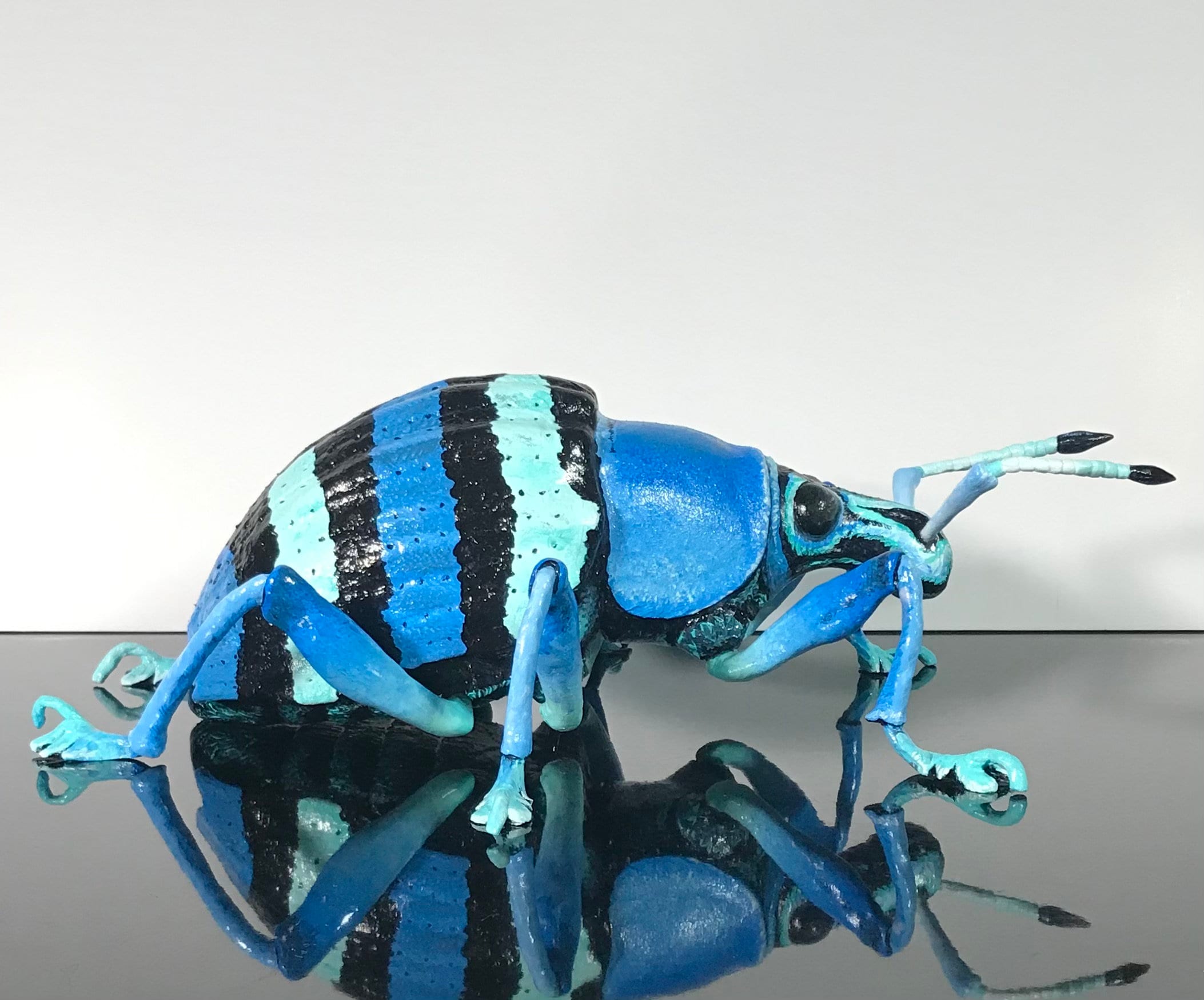 Handcrafted Eupholus Magnificus Weevil Sculpture: Wood, Clay & Metal ...