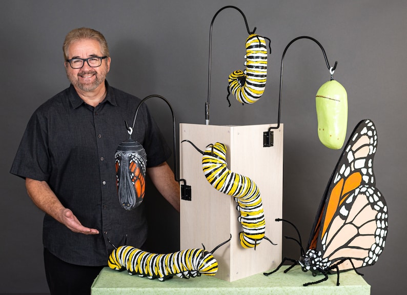 Hand-painted Monarch Butterfly Chrysalis Sculpture: Acrylics Painted on ...