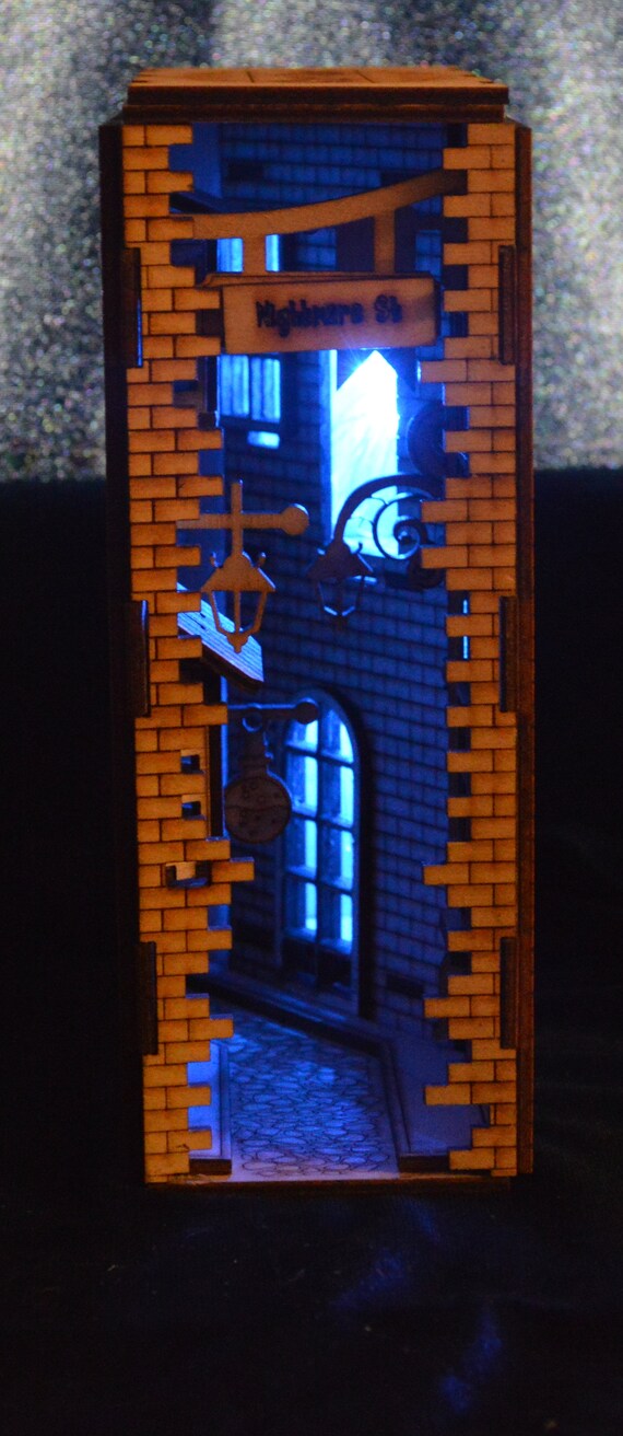 Wooden Book Nook With Blue Light All Wood - Etsy