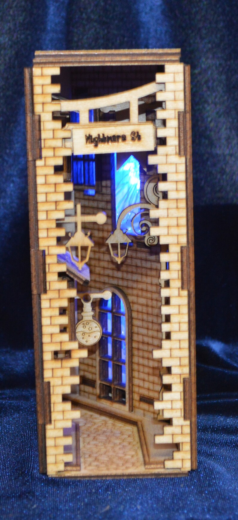 Wooden Book Nook With Blue Light All Wood - Etsy