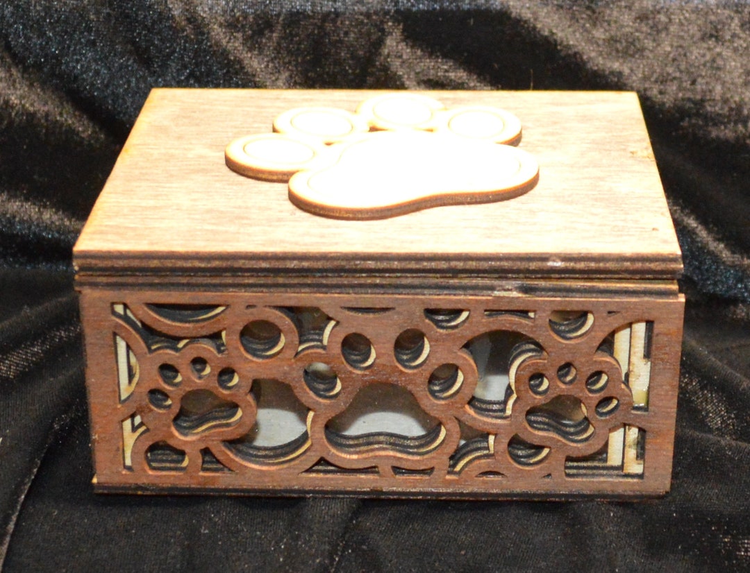 Wooden Puppy Dog/kitty Cat Paw Box With Paw on Top - Etsy