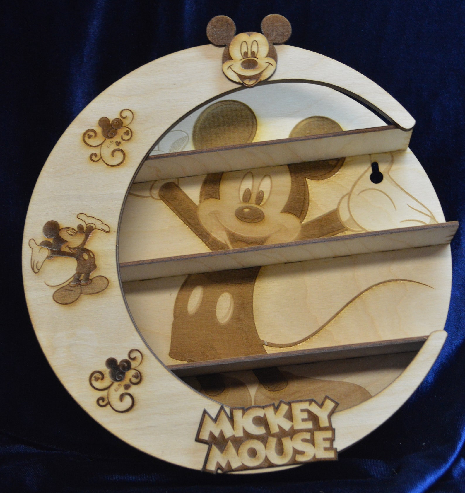 1st Mickey Mouse Round Shelf With Hangers All Wood - Etsy