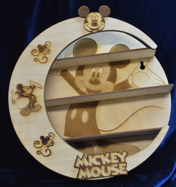 1st Mickey Mouse Round Shelf With Hangers All Wood | Etsy