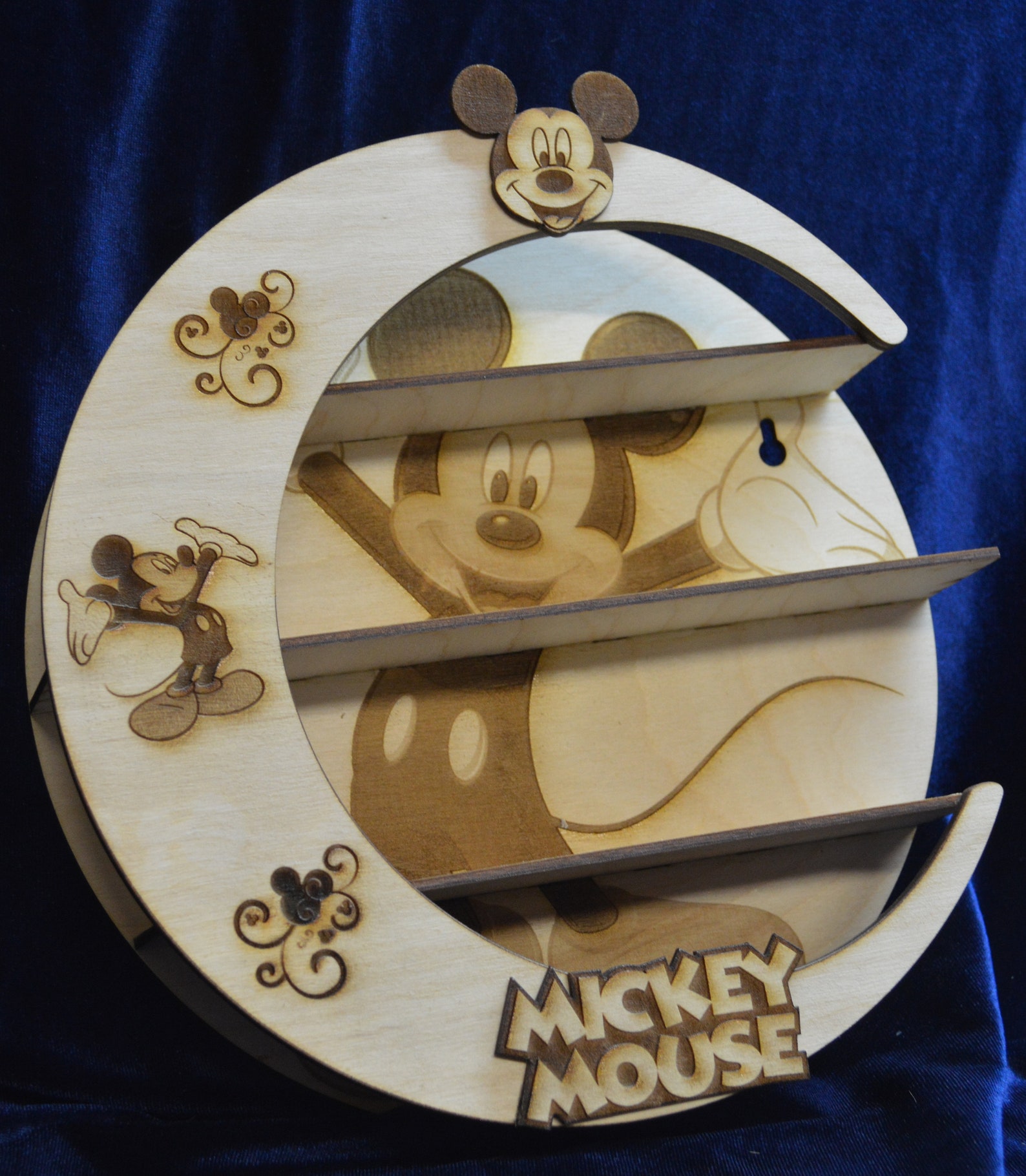 1st Mickey Mouse Round Shelf With Hangers All Wood - Etsy