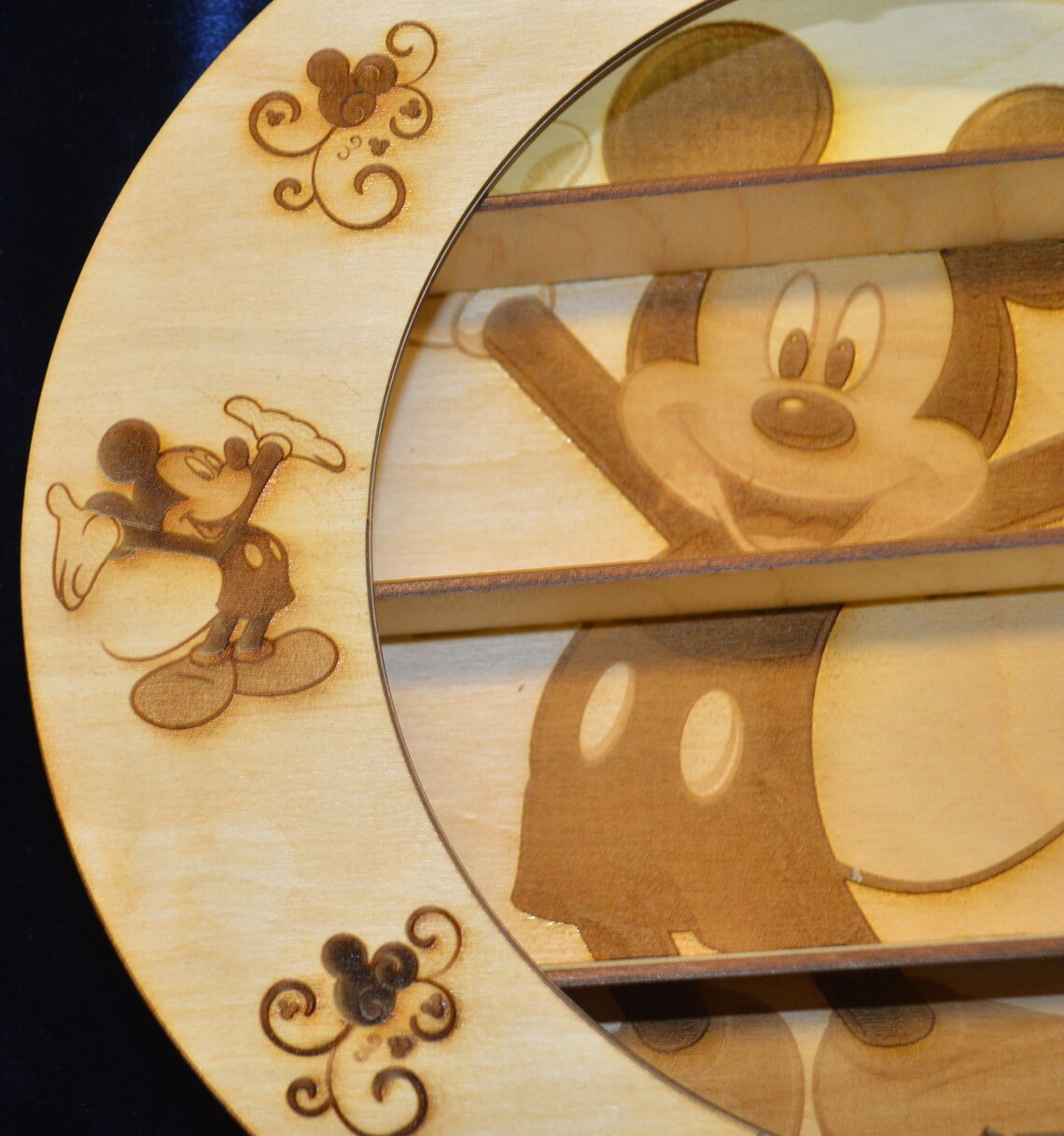 1st Mickey Mouse Round Shelf With Hangers All Wood - Etsy
