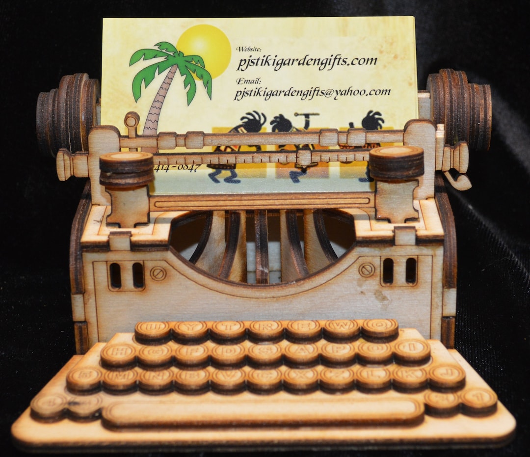 Wooden Typewriter Business Card Holder - Etsy