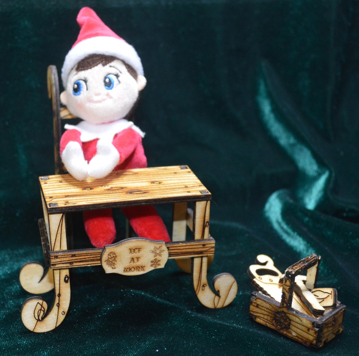 Very Tiny Elf Workshop Table Chair Toolbox and Tools - Etsy
