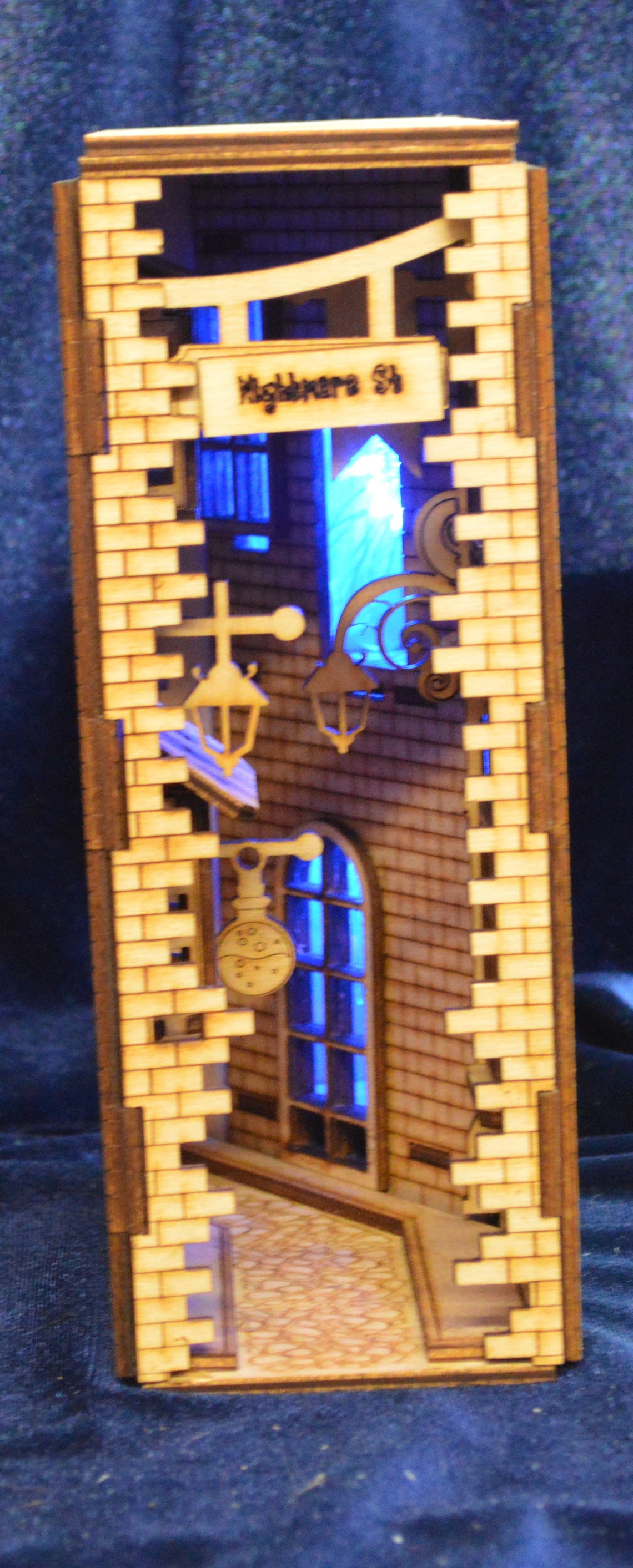 Wooden Book Nook With Blue Light All Wood - Etsy