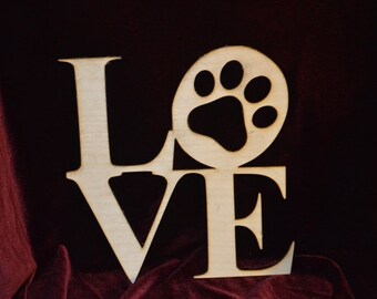 I Love Dog Sign Dog Sign Puppy Paw Dog Sign - Etsy
