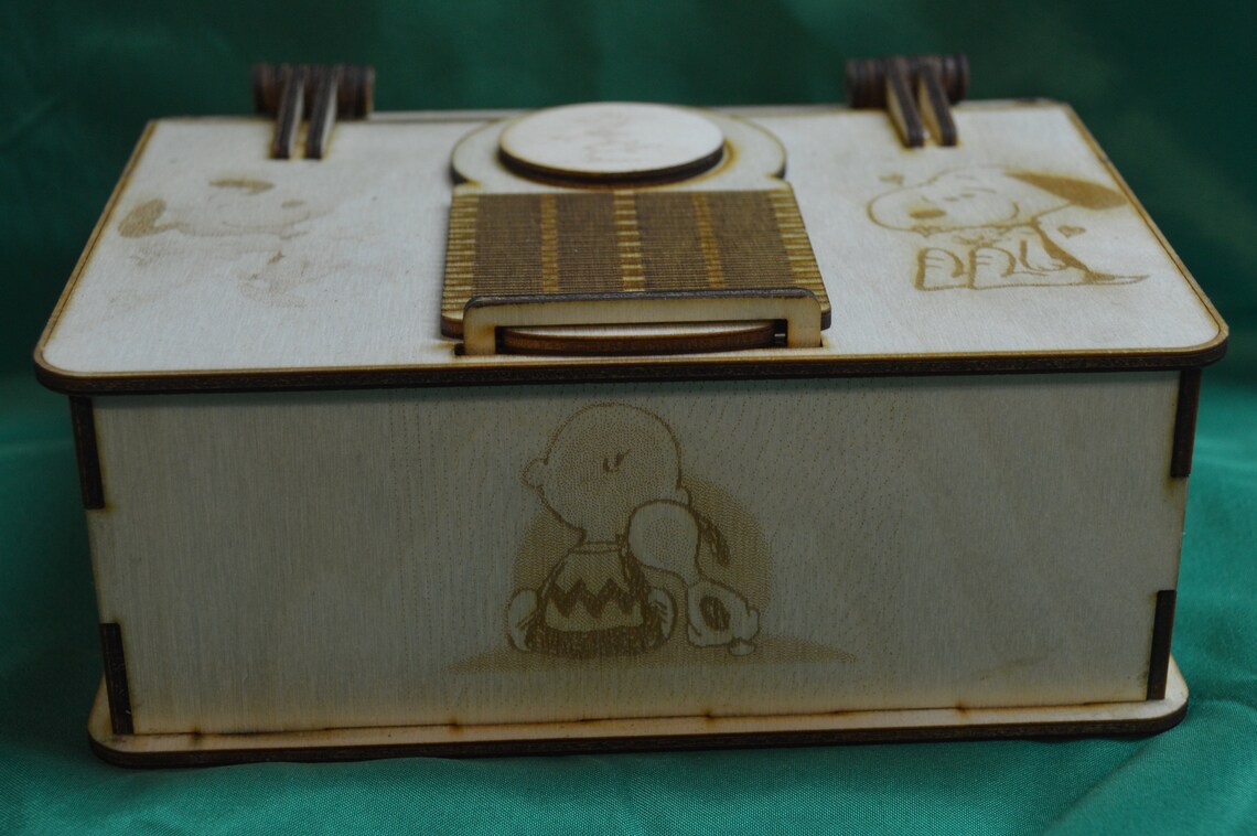Snoopy and Charlie Brown Wood Box With Wood Hinges and a - Etsy