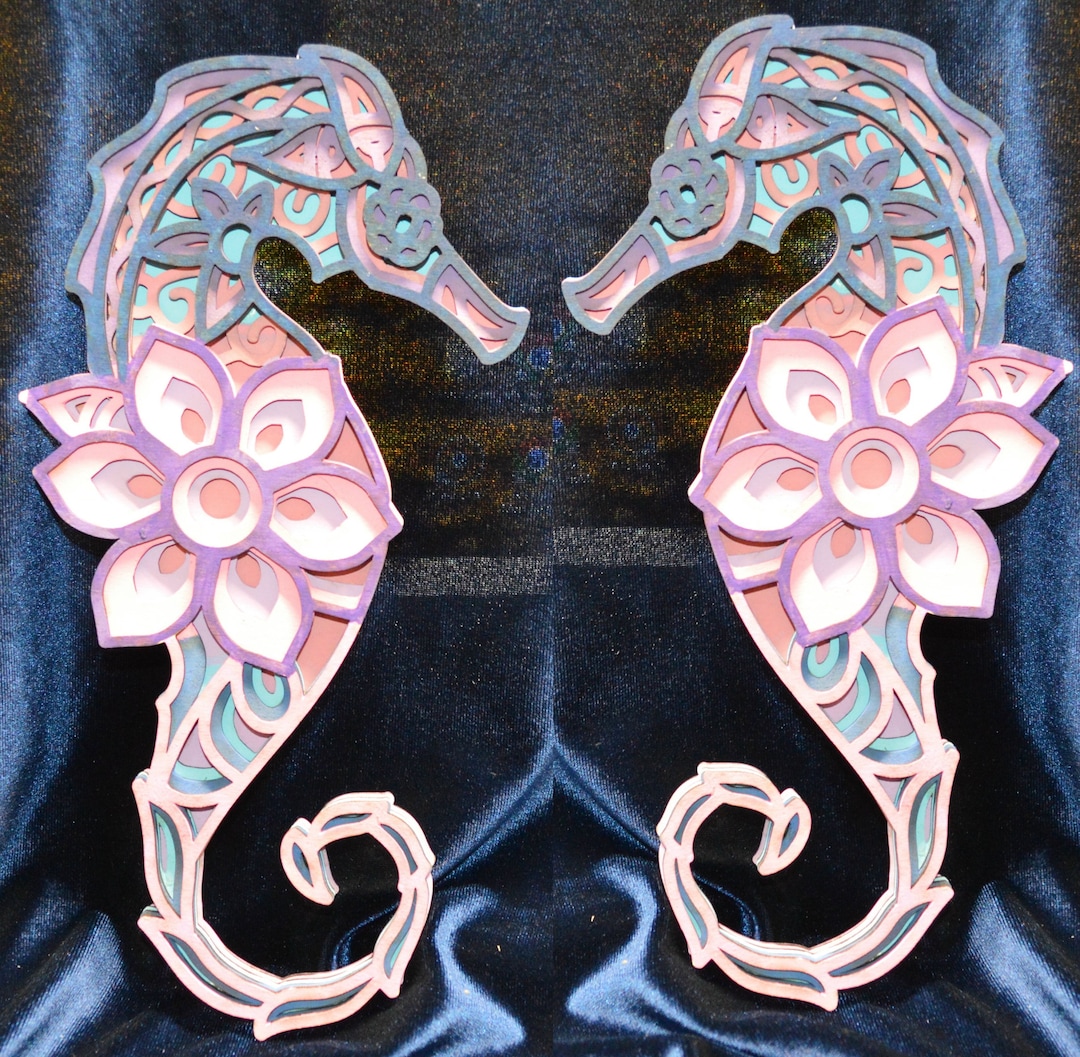 Wooden Layered Sea Horse Set With Hooks - Etsy