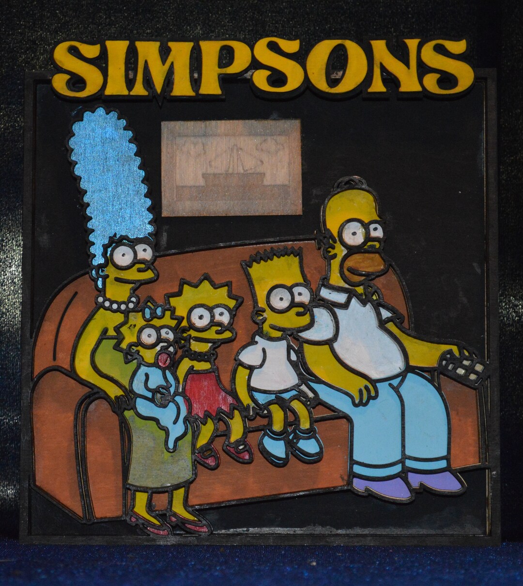 Wooden Layered Simpsons on the Couch With Hanger - Etsy