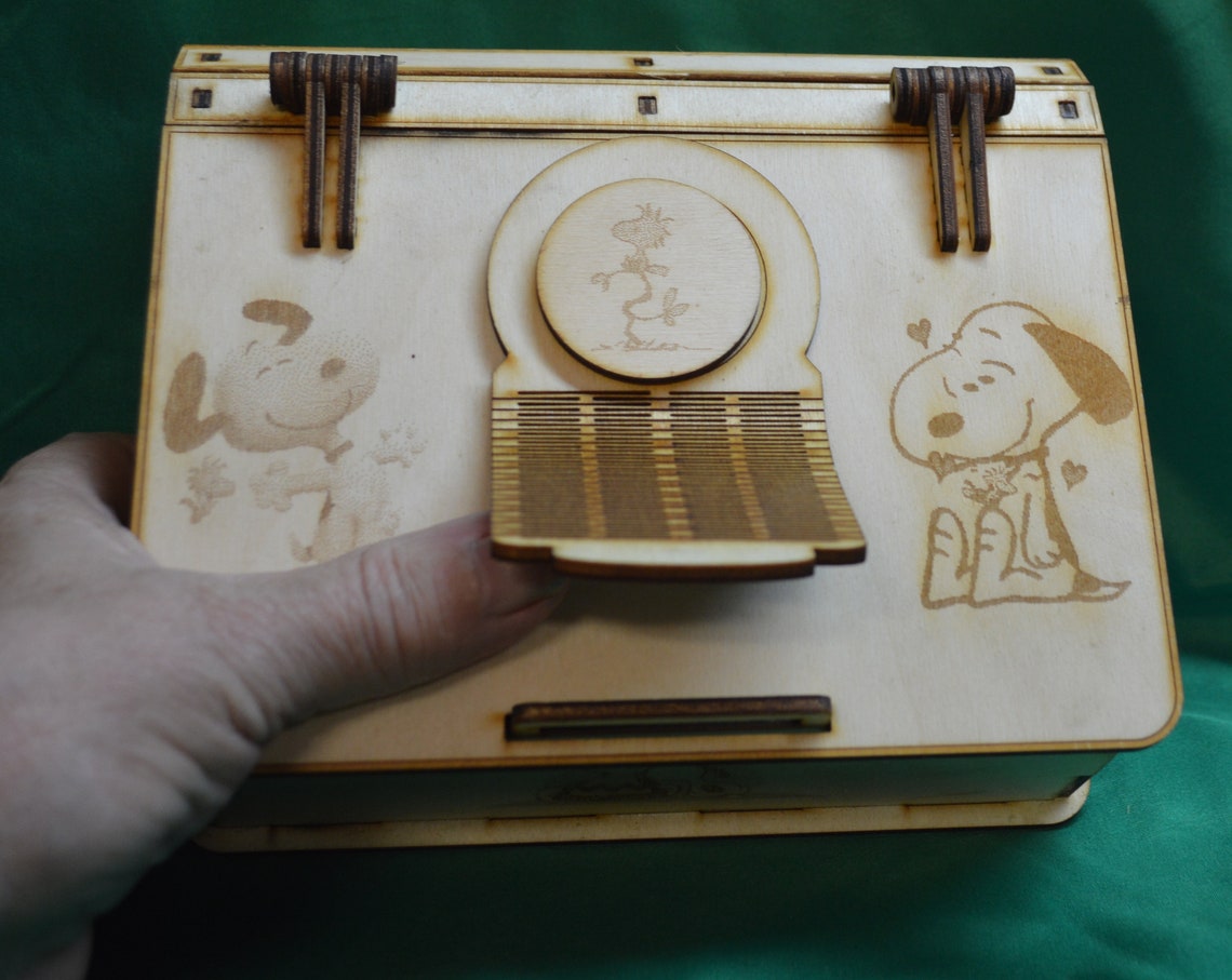 Snoopy and Charlie Brown Wood Box With Wood Hinges and a - Etsy