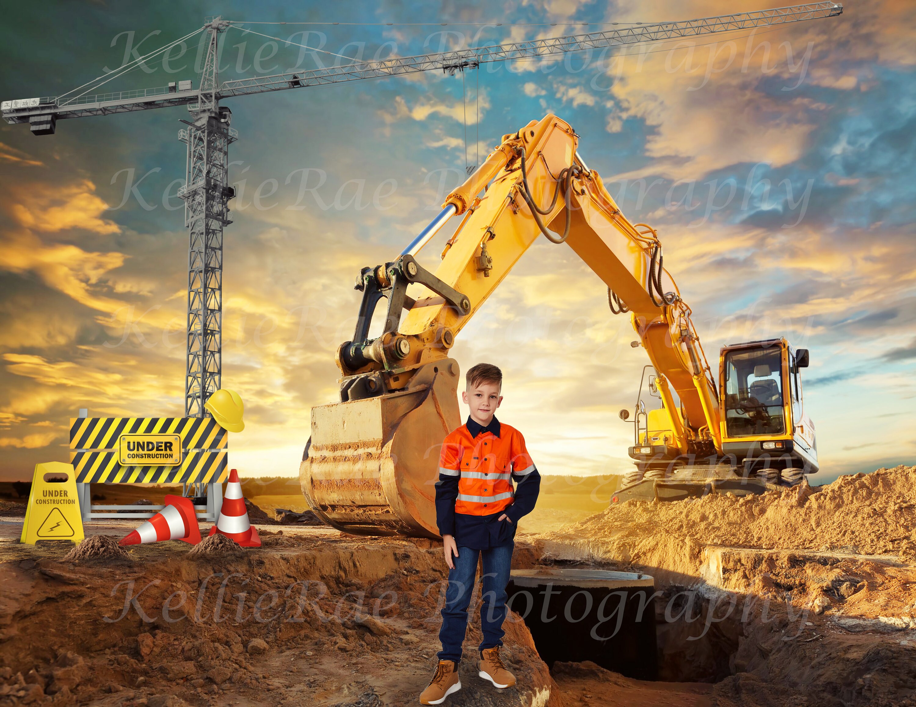 Digital Prints Prints Art & Collectibles Trackhoe Backdrop Heavy ...