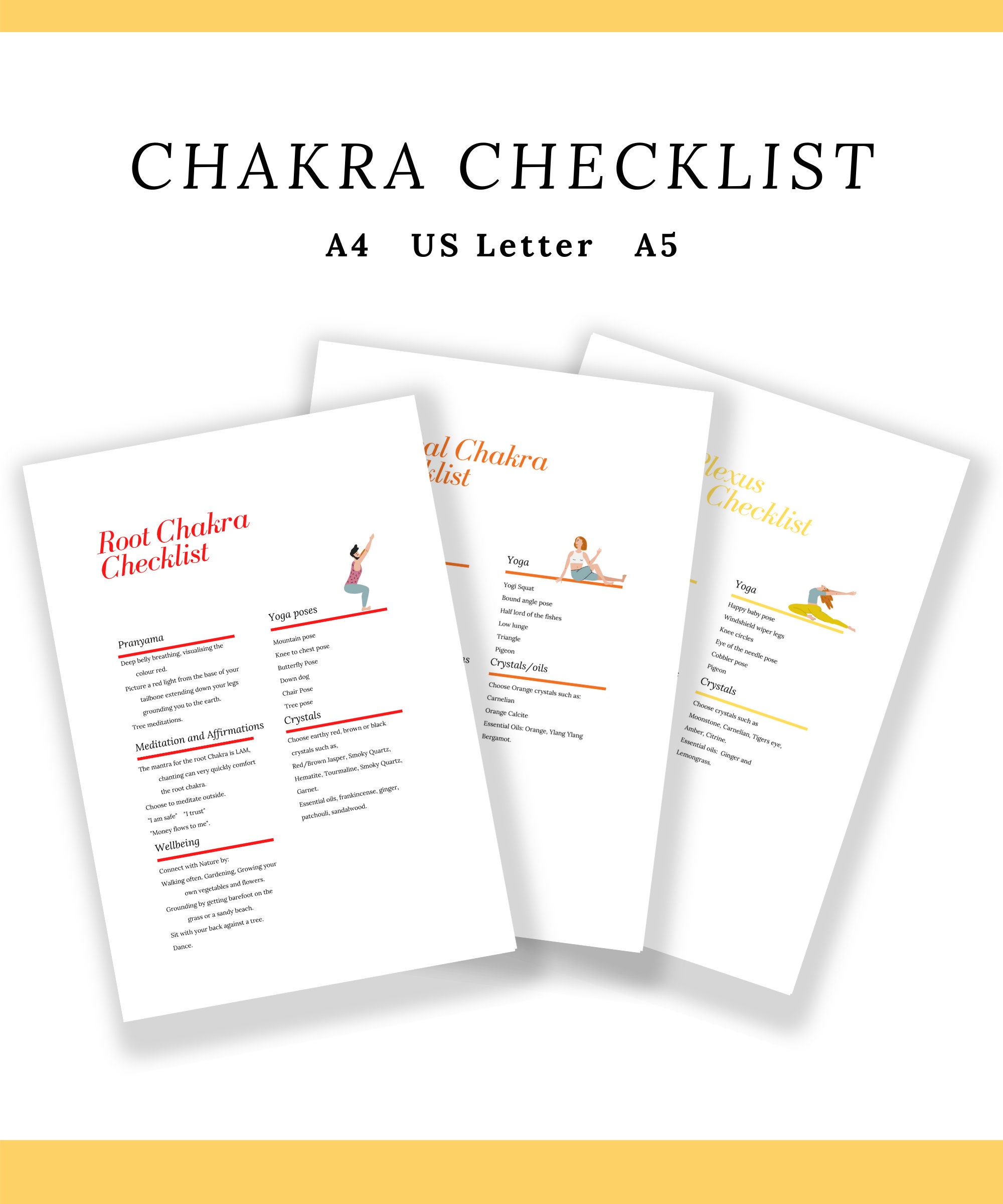 Chakra Checklist A4 A5 US Letter - Etsy Australia