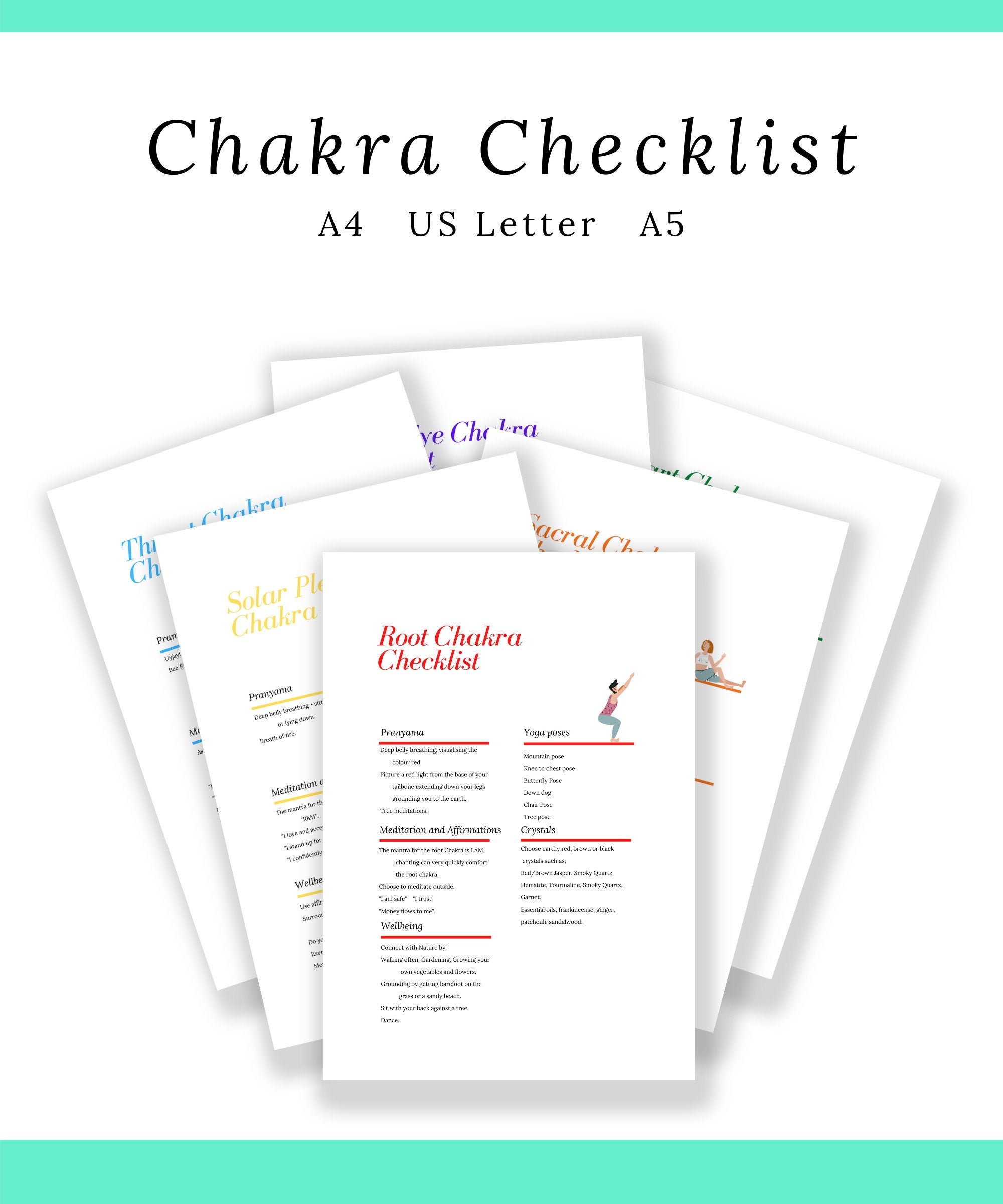 Chakra Checklist A4 A5 US Letter - Etsy Australia