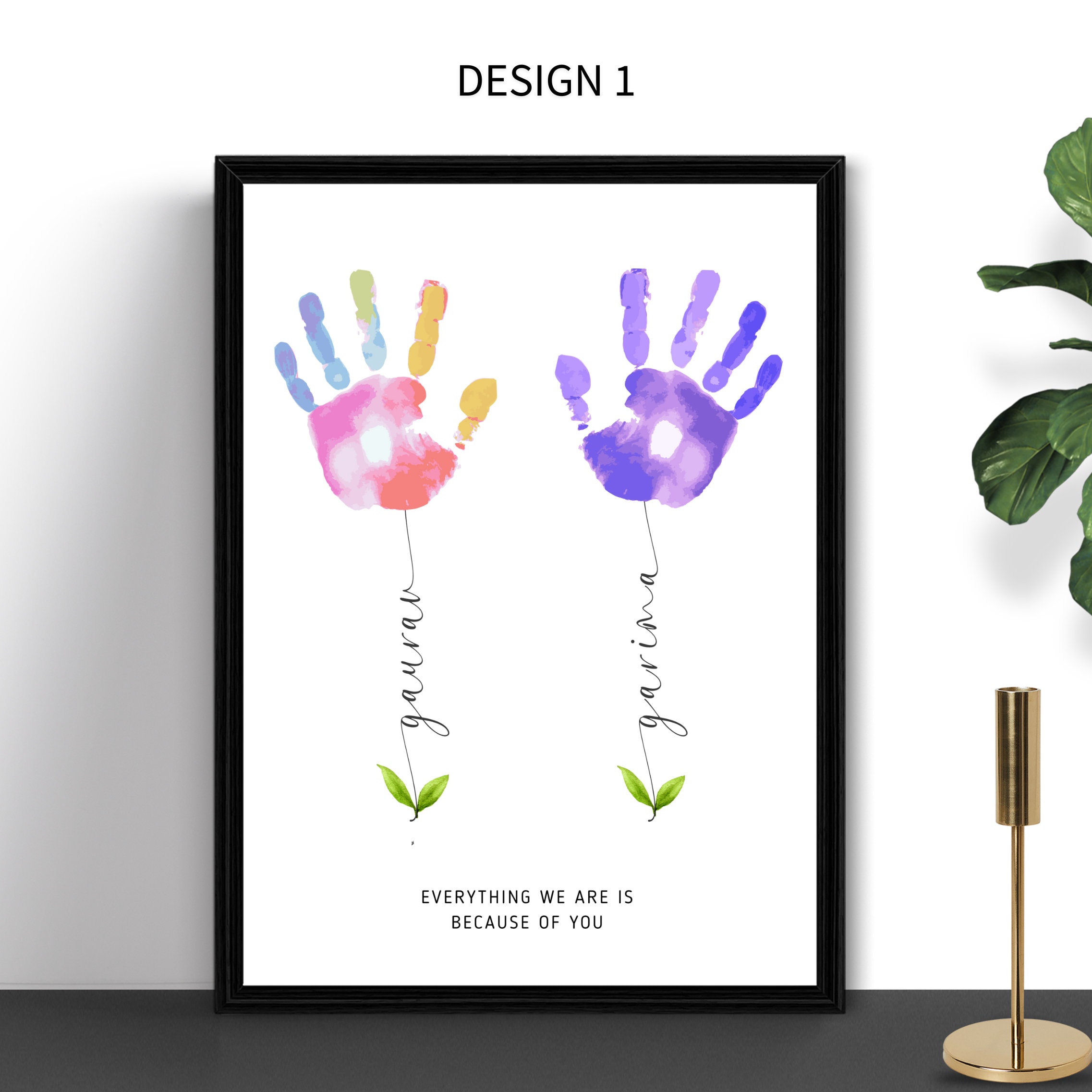 Mothers Day Handprint Print, Personalised Mum Gift, DIY Mum's Birthday ...