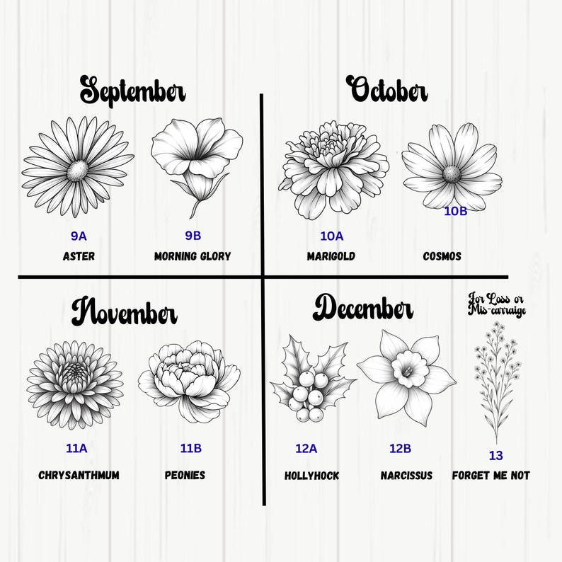 Custom Birth Flower Bouquet, Family Birth Month Tattoo Design, up to 10 ...