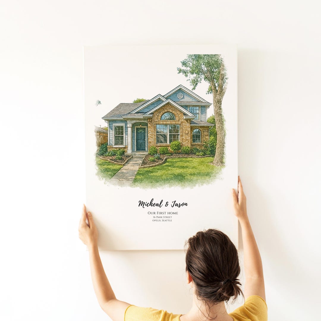 Custom House Portrait | Housewarming Gift | First Home Gift | Home ...