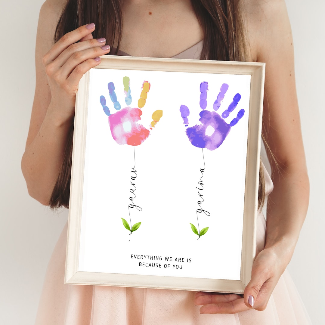 Mothers Day Handprint Print, Personalised Mum Gift, DIY Mum's Birthday ...