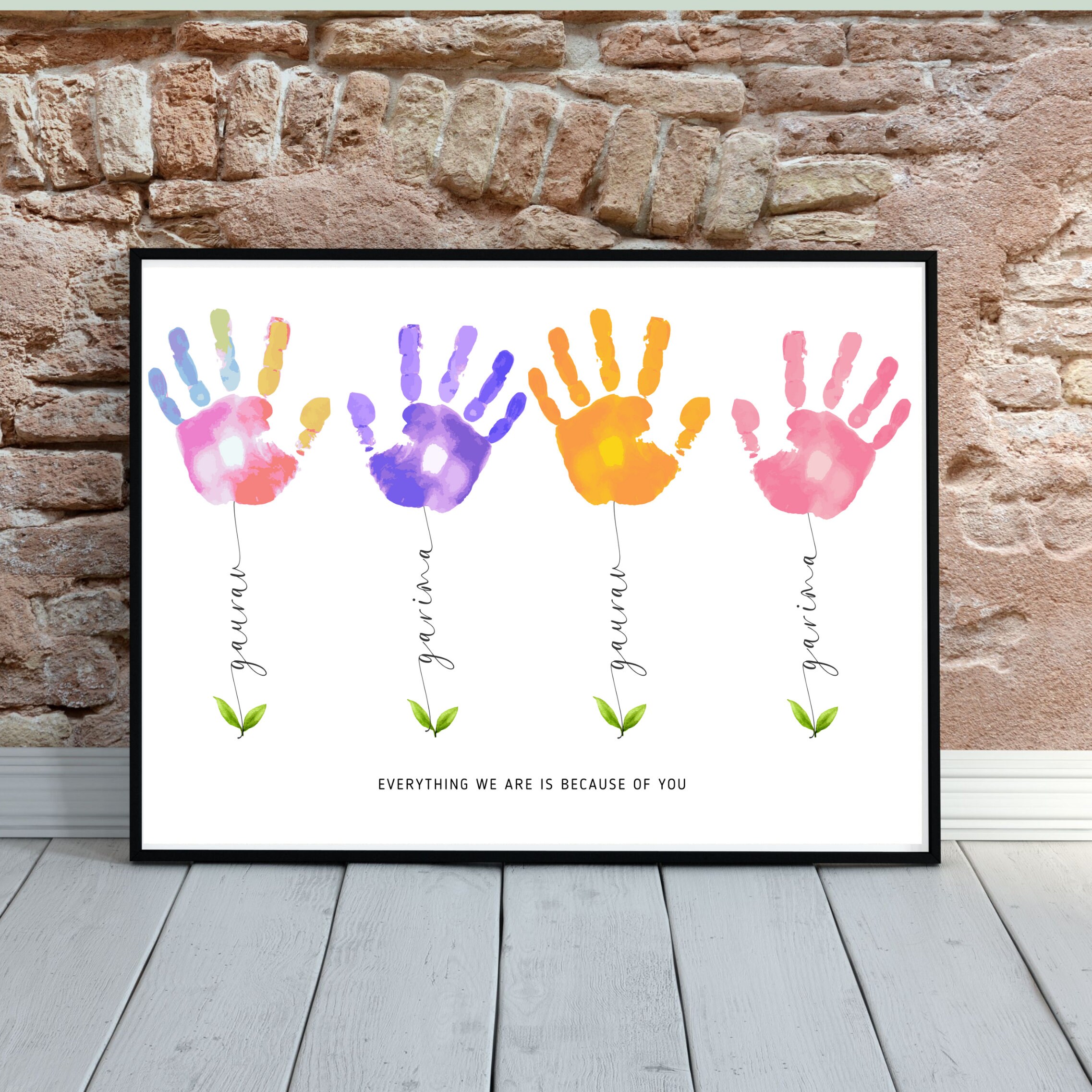 Mothers Day Handprint Print, Personalised Mum Gift, DIY Mum's Birthday ...