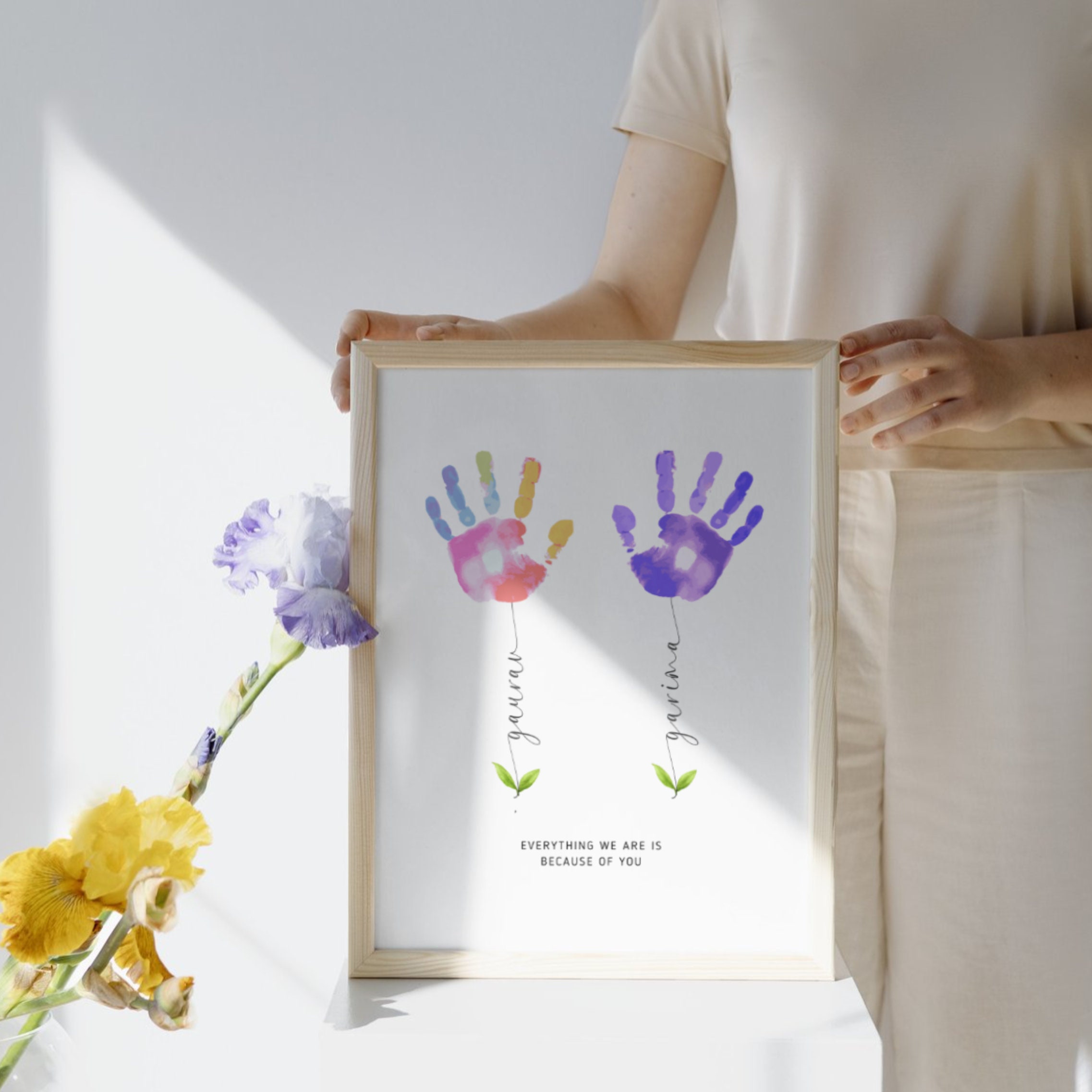Mothers Day Handprint Print, Personalised Mum Gift, DIY Mum's Birthday ...