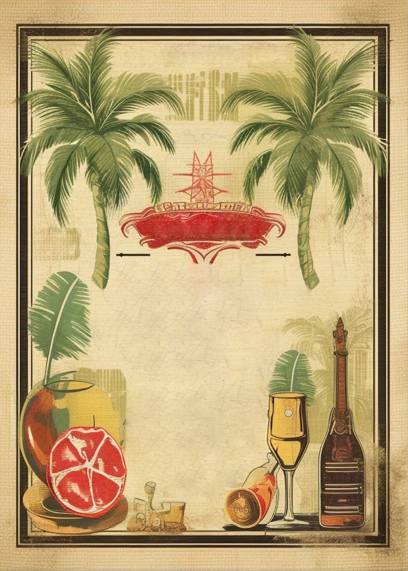 Beach Tropical Miami Cuba Style Digital Download Scrapbook Background ...