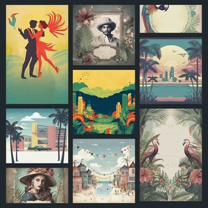 Beach Tropical Miami Cuba Style Digital Download Scrapbook Background ...