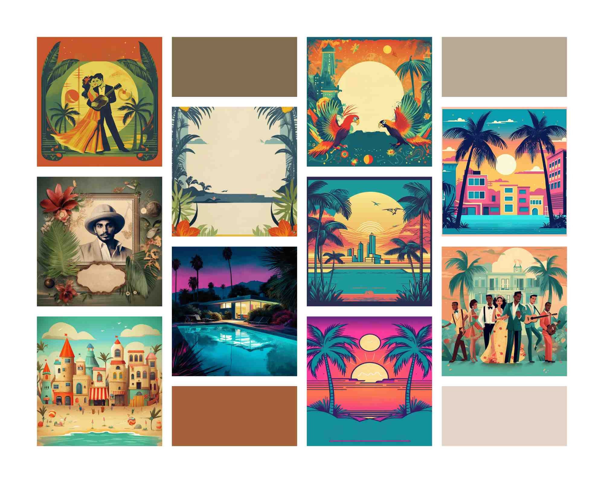 Beach Tropical Miami Cuba Style Digital Download Scrapbook Background ...