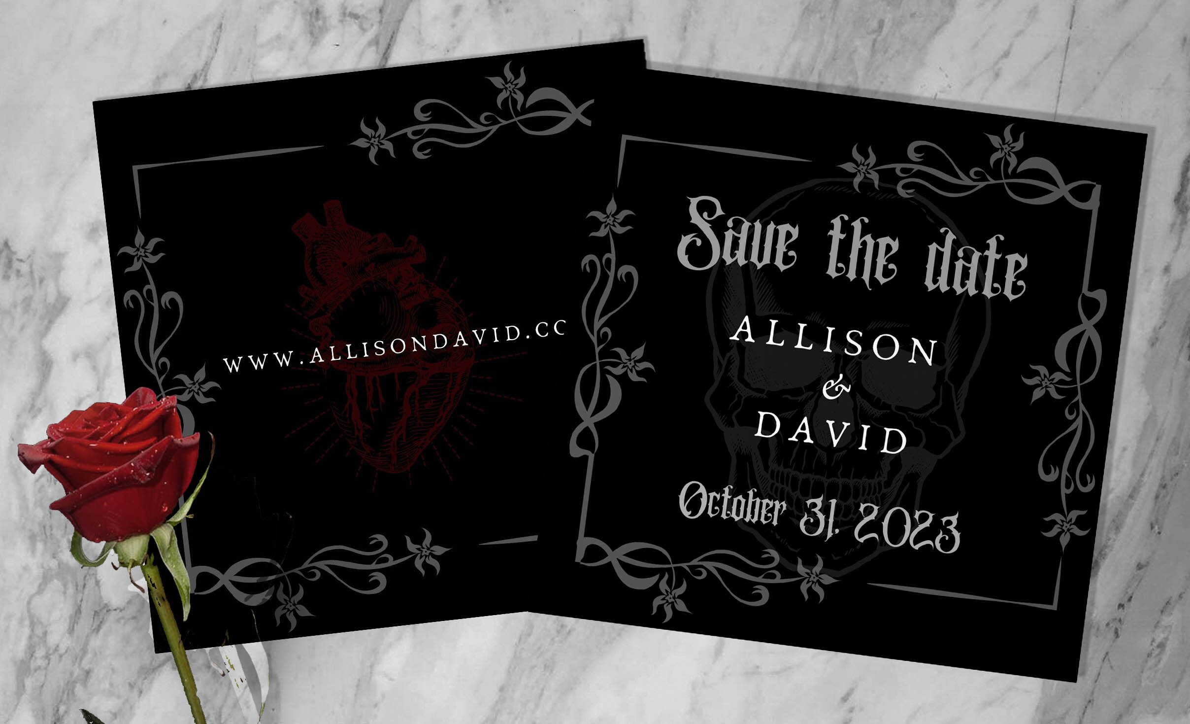 Gothic Save the Date Card Skull & Heart Editable Template - Etsy