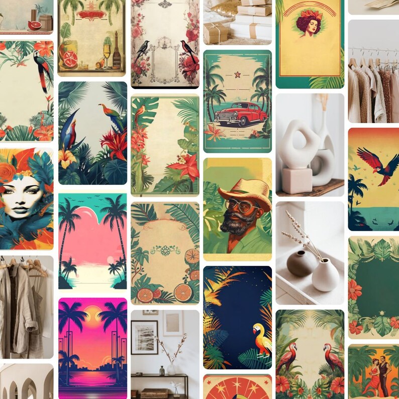 Beach Tropical Miami Cuba Style Digital Download Scrapbook Background ...