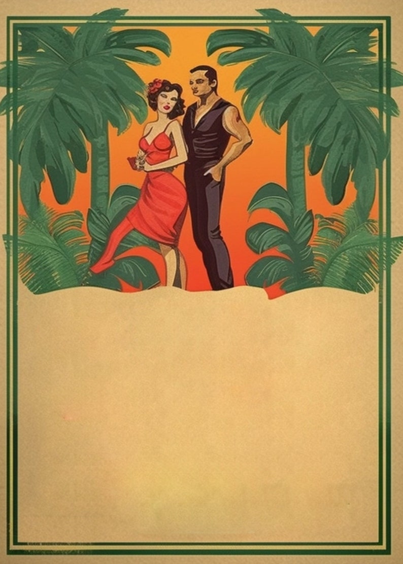 Beach Tropical Miami Cuba Style Digital Download Scrapbook Background ...