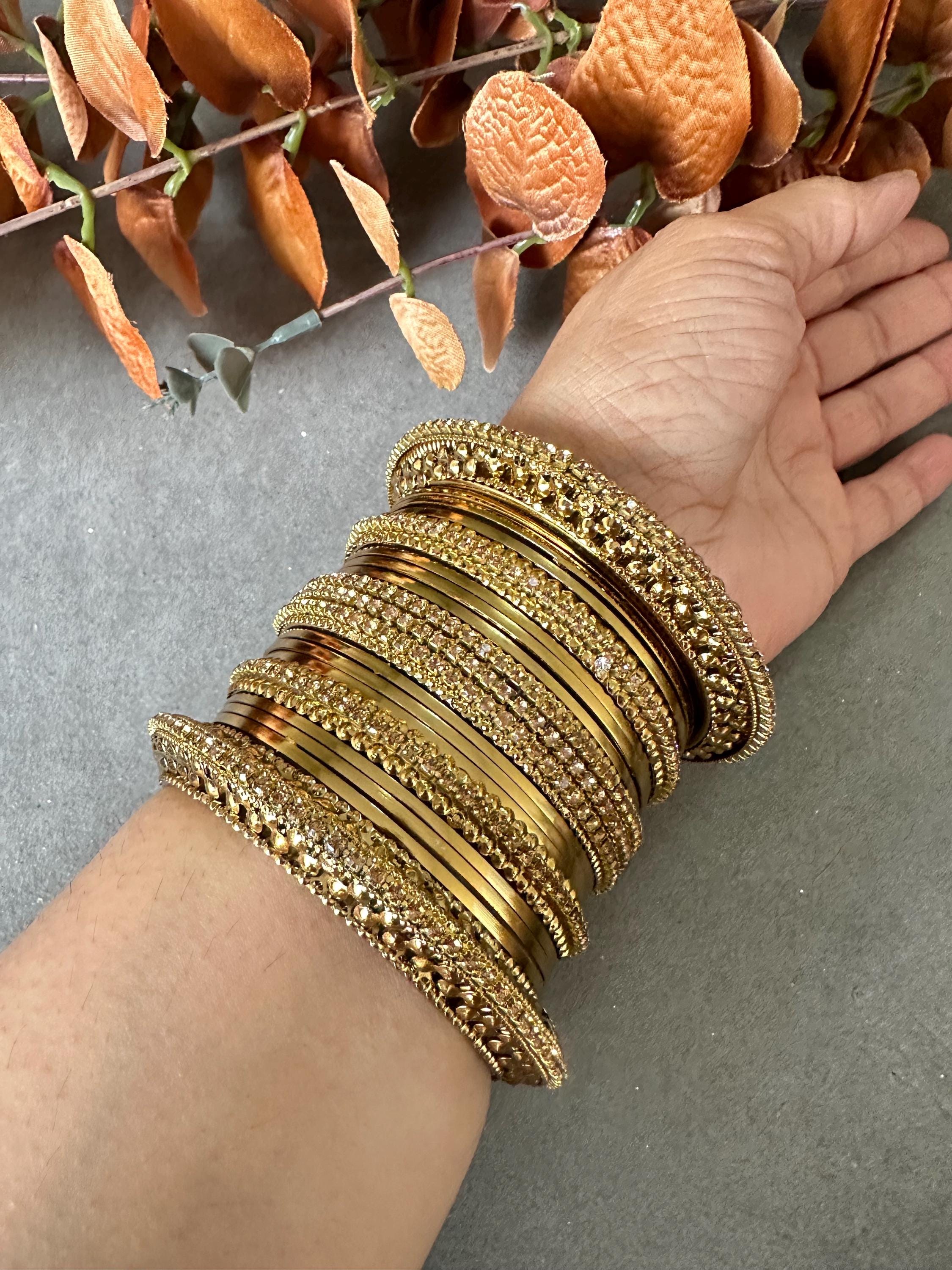 Golden metal bangles store